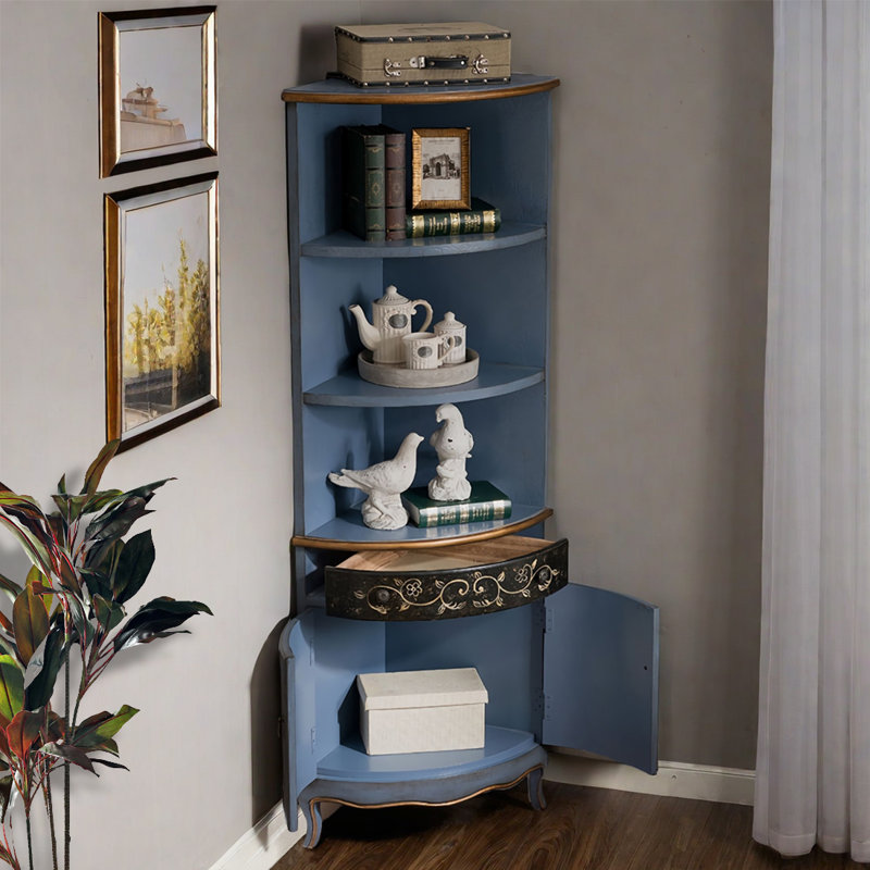 GINATOL Vintage Painted Wooden Triangular Bookcase. Corner Storage ...