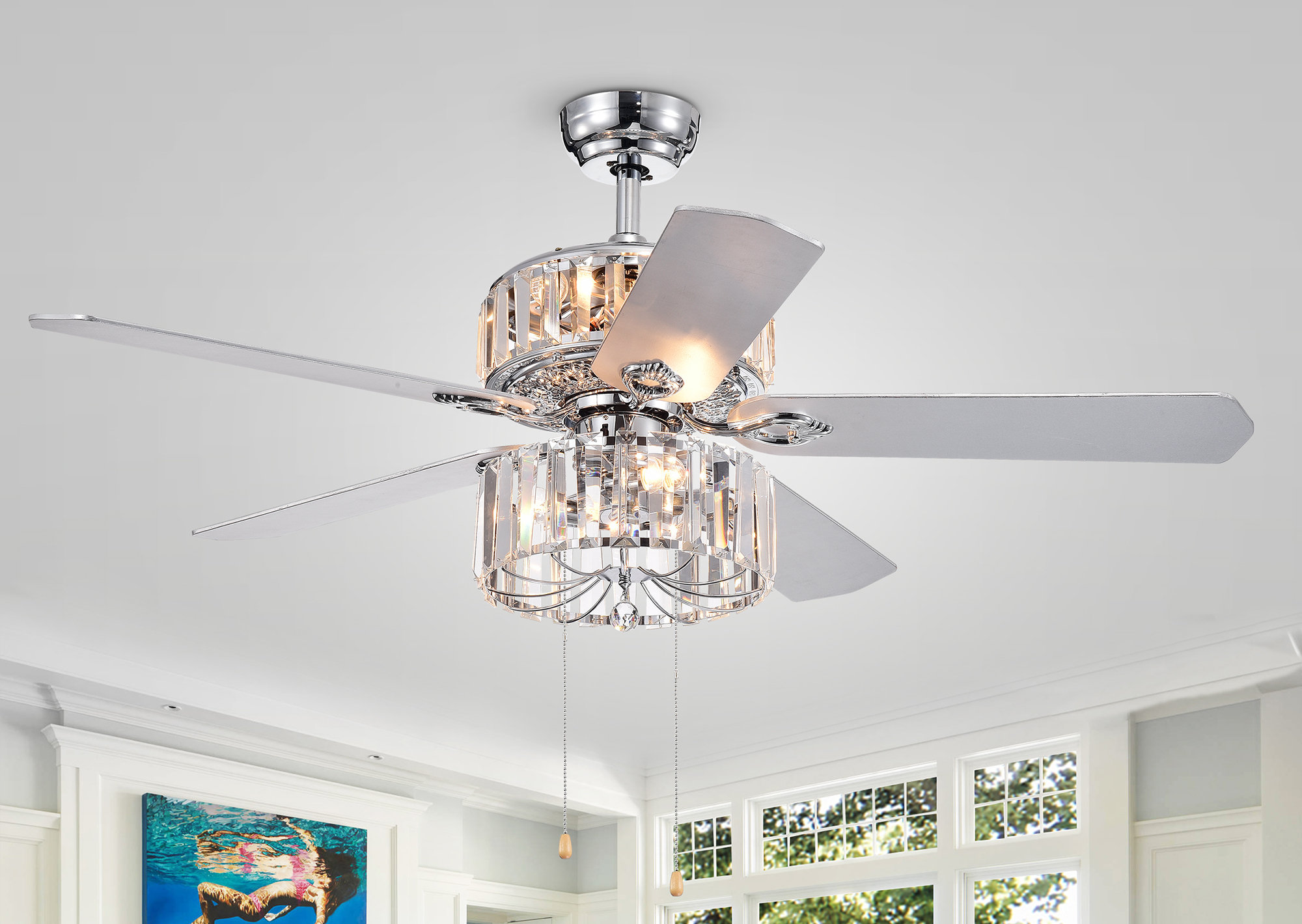 House of Hampton® 52" Retzlaff 5 - Blade Crystal Ceiling Fan with Pull ...