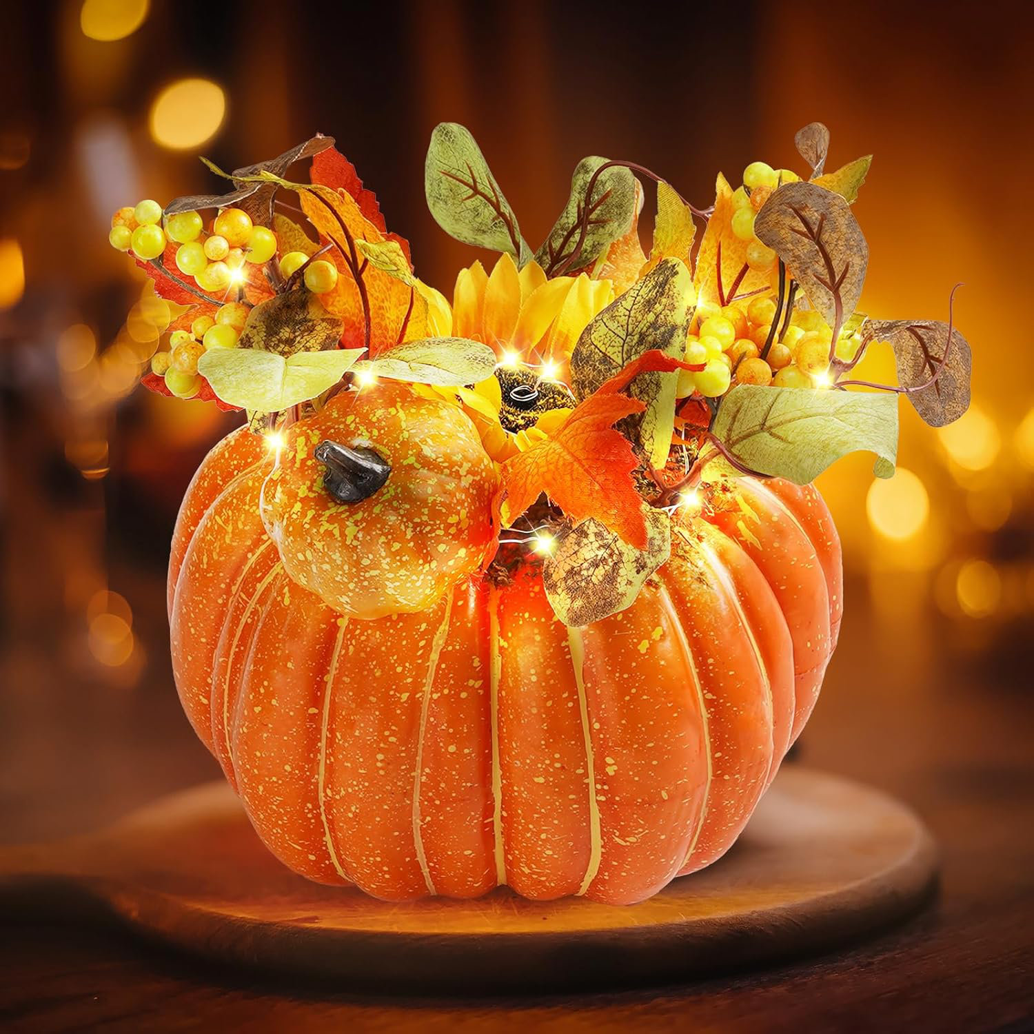 Dakota Fields Large Artificial Pumpkins Fall Table Decoration, 8.5In ...