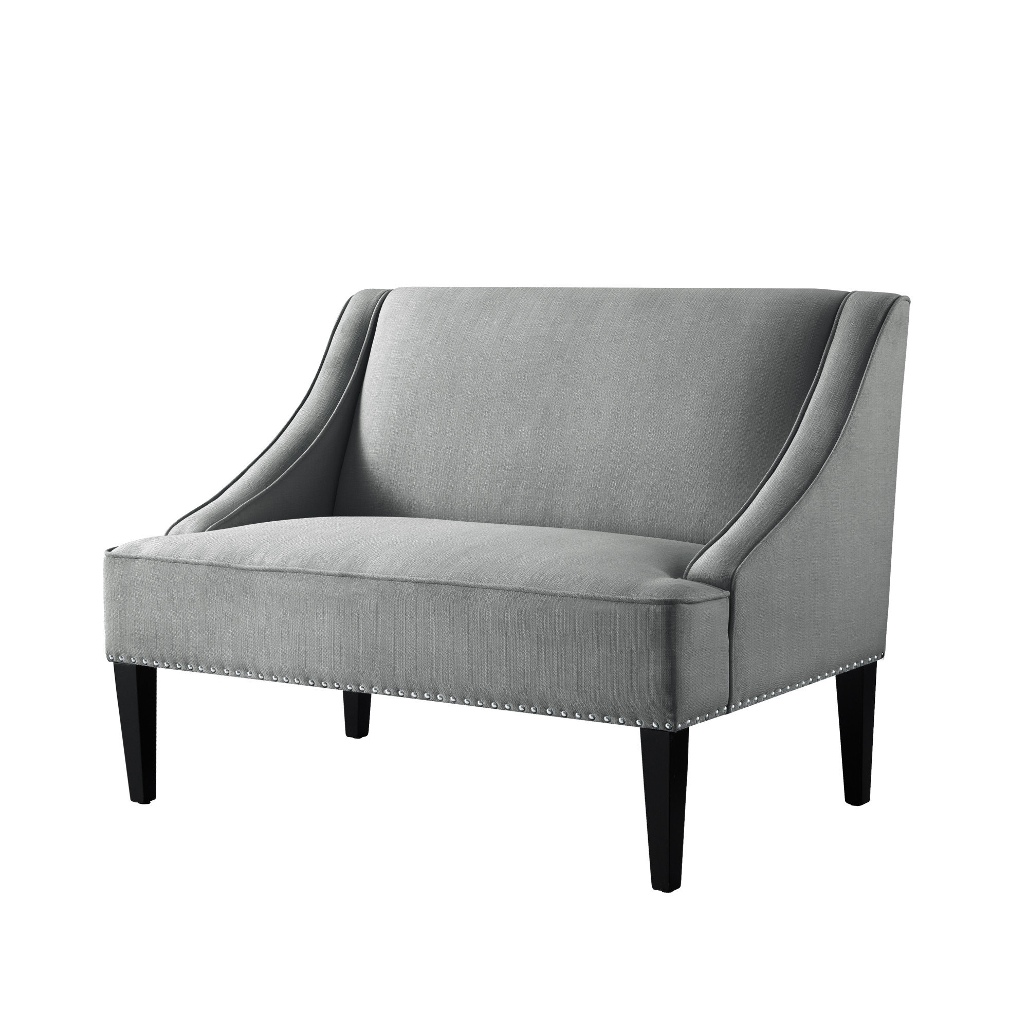 Rosdorf Park 45" Light Gray And Black Upholstered Linen Bench | Wayfair