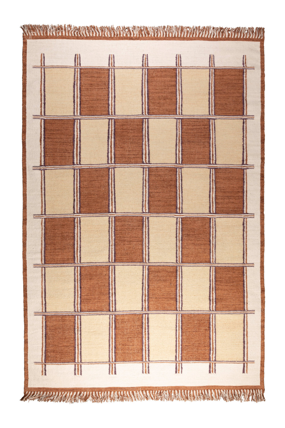 Dutchbone Rectangle Checkered Handmade Flatweave Cotton Area Rug in ...