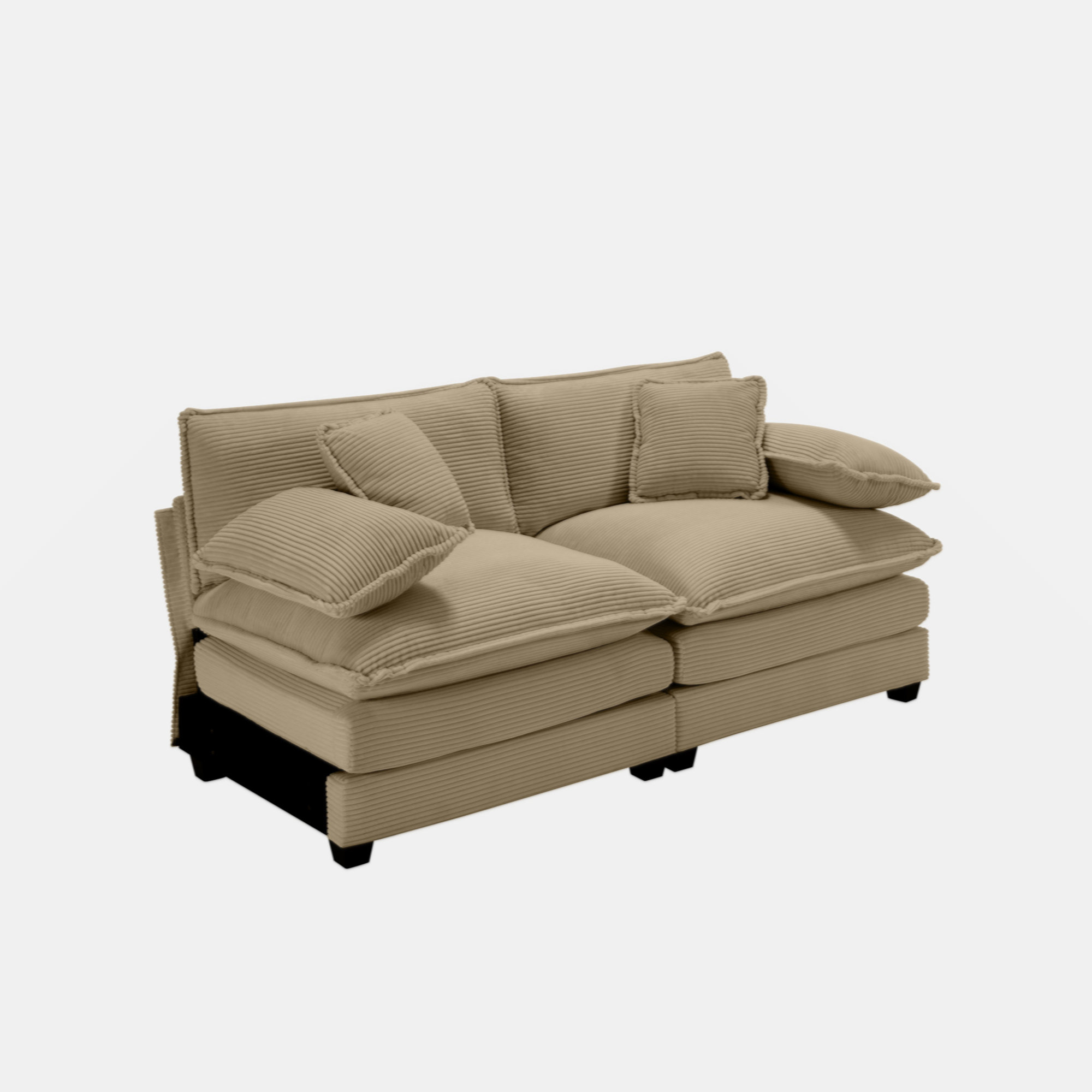Latitude Run® Armless Deep Seating 2-Seater Corduroy Sofa, Can Be Combined With Alternative ...