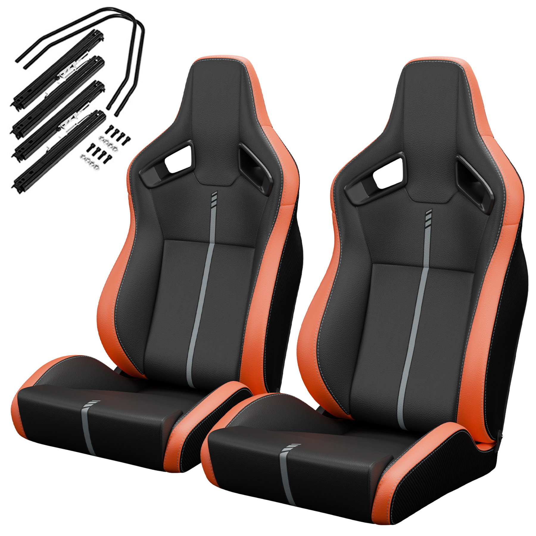 Inbox Zero 2PC New Universal Bucket Racing Seats PVC Leather Reclinable ...