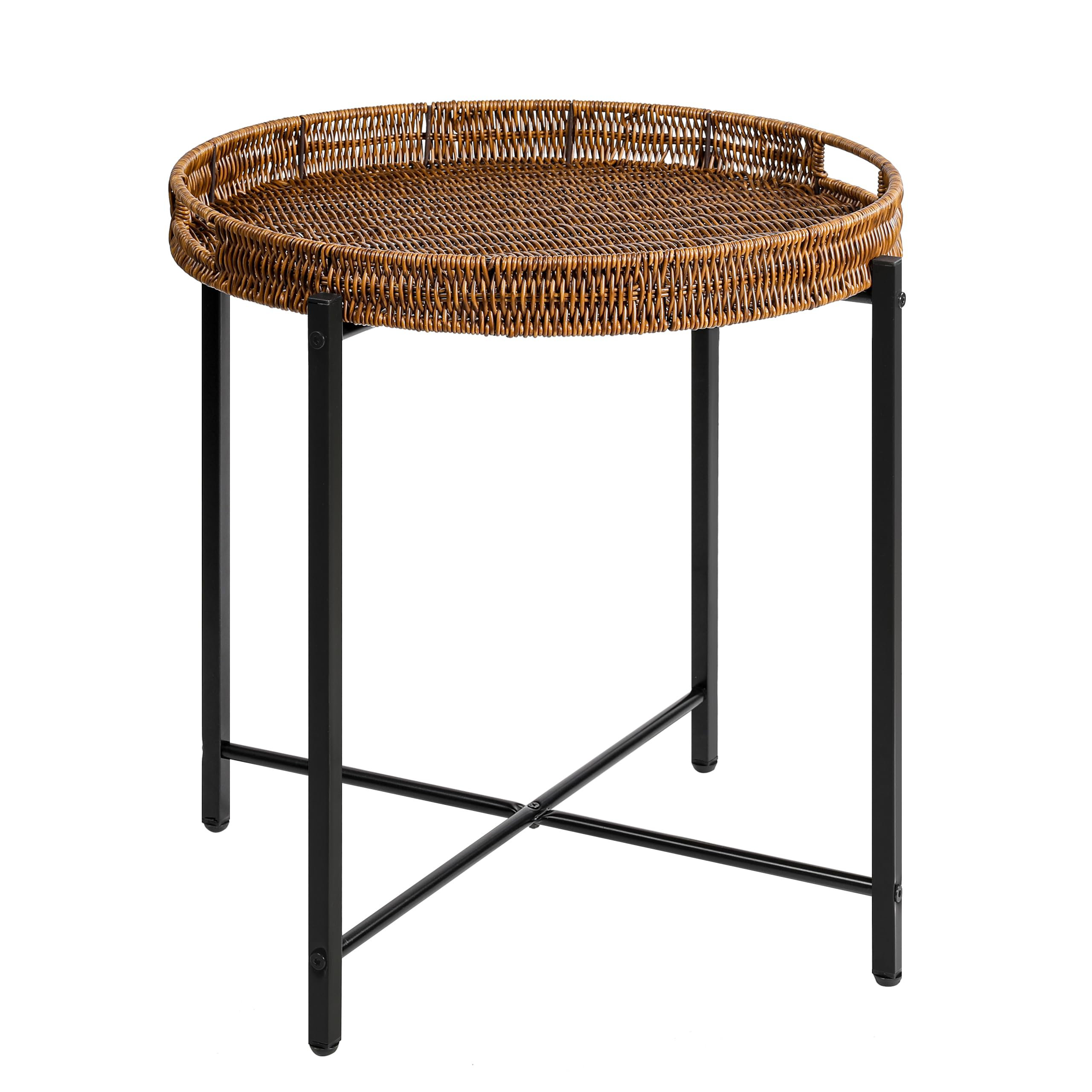 Bay Isle Home™ Brown Small Round End Table, 19In Rattan End Tables ...