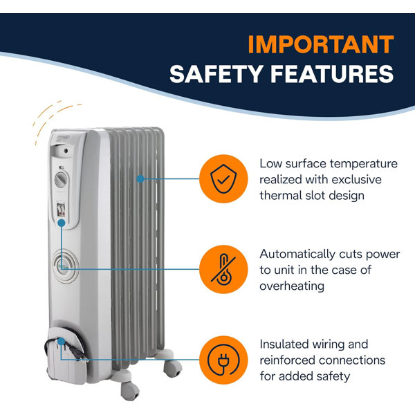 INKEDZ De'Longhi Oil filled Radiator Heater, 1500W Electric Space ...