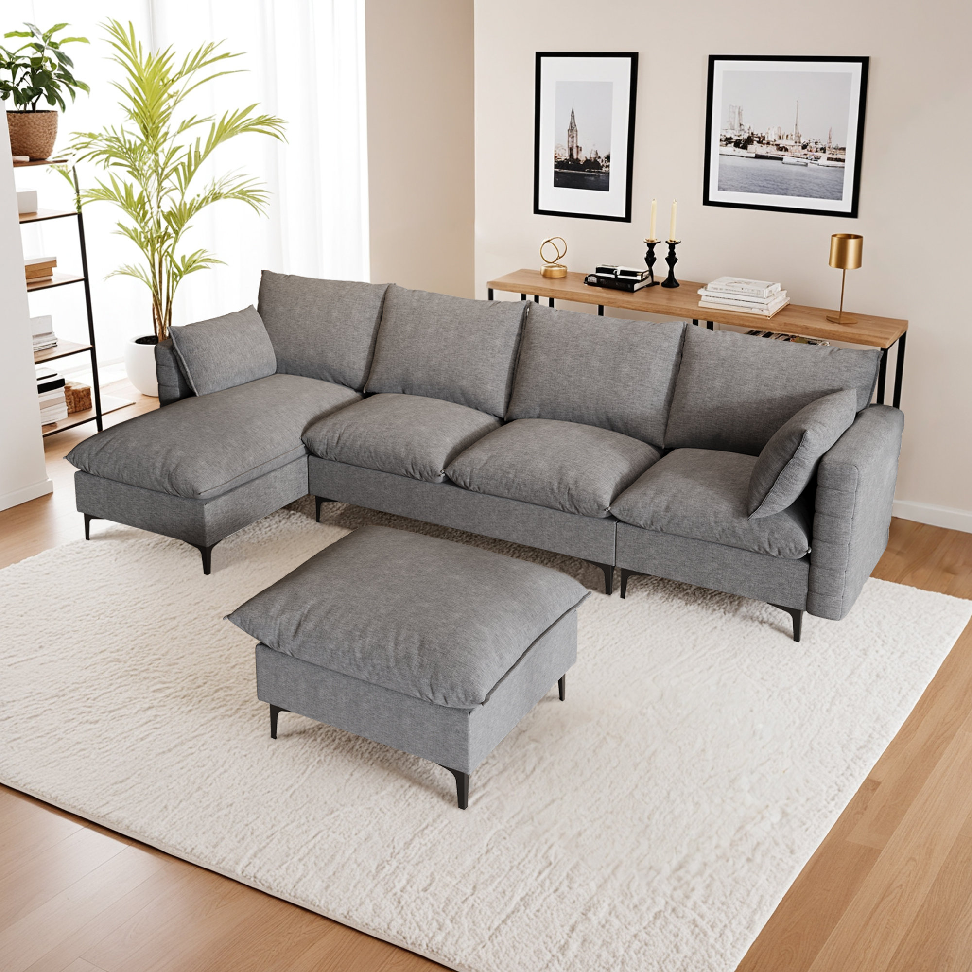 Wrought Studio™ 113.78'' Sectional Couches For Living Room, L-shaped ...