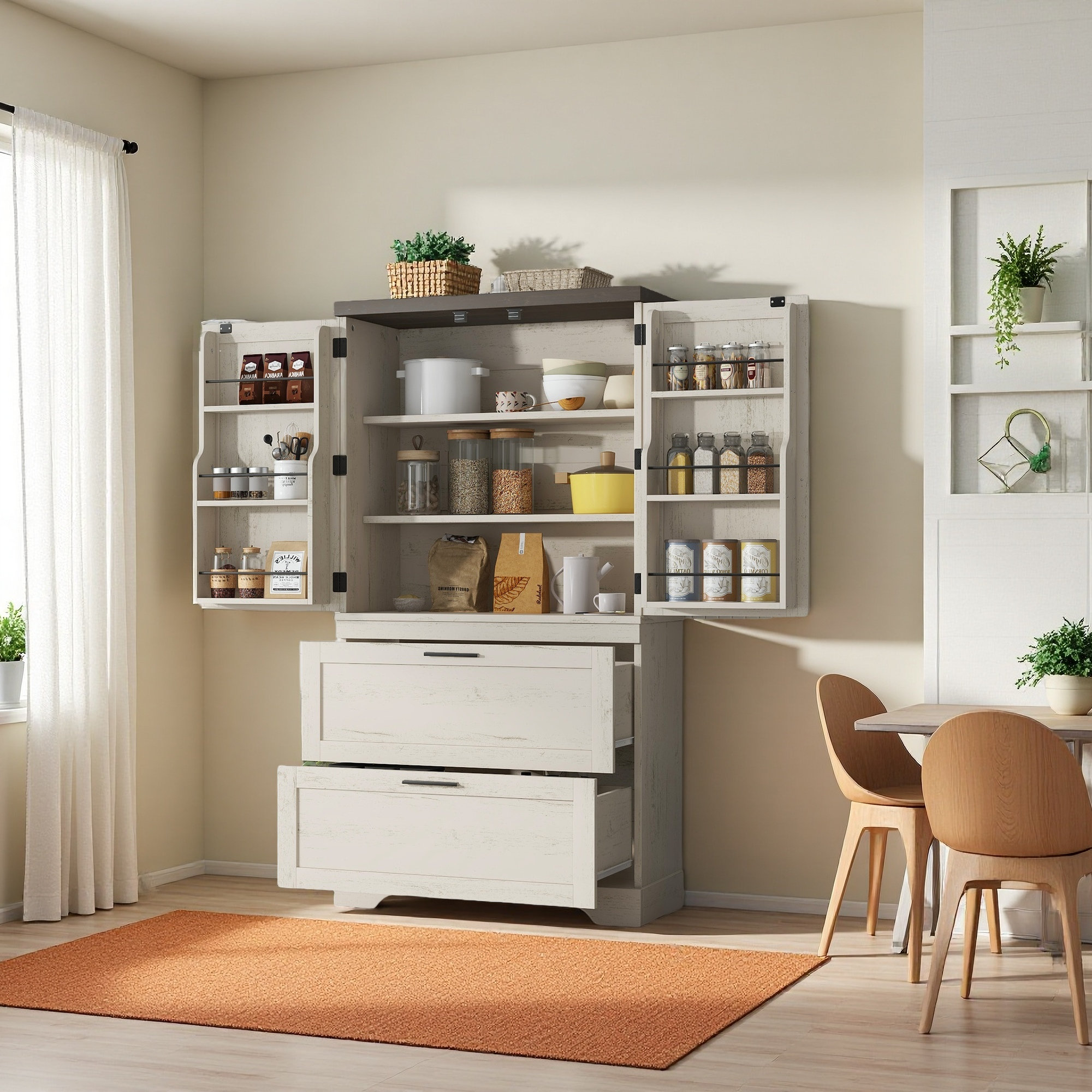 Gracie Oaks Modern Farmhouse Style Wooden Cabinet With Sturdy Frame ...