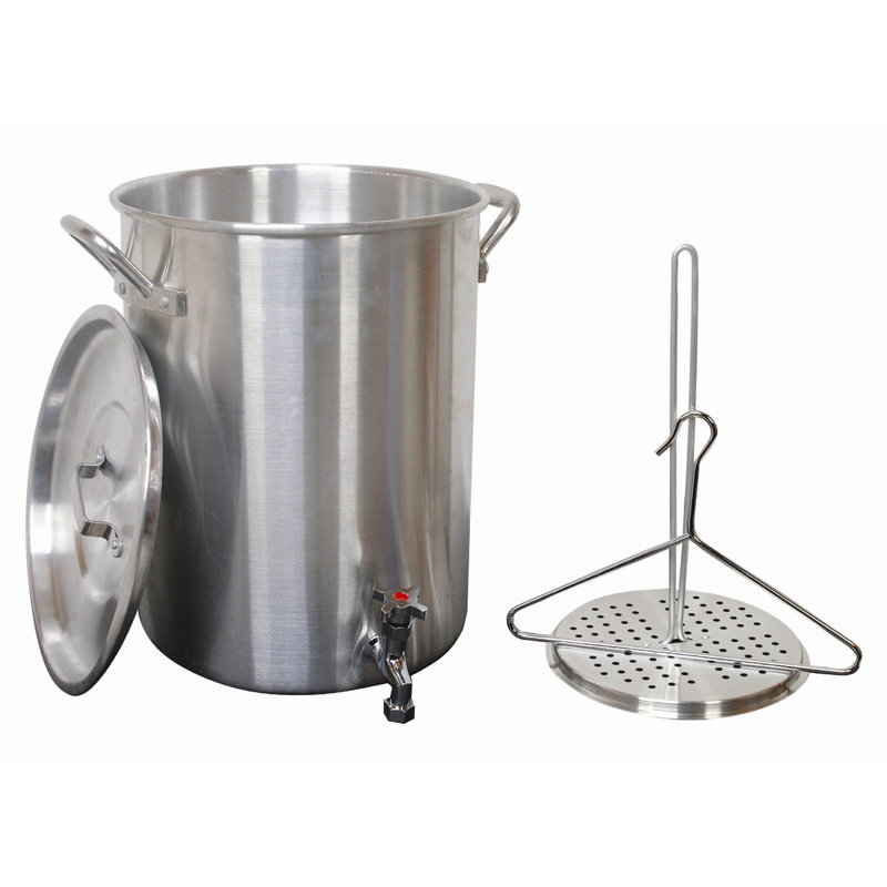 King Kooker 30 Qt. Aluminum Turkey Pot with Drain Spigot, Lid, Lifting ...