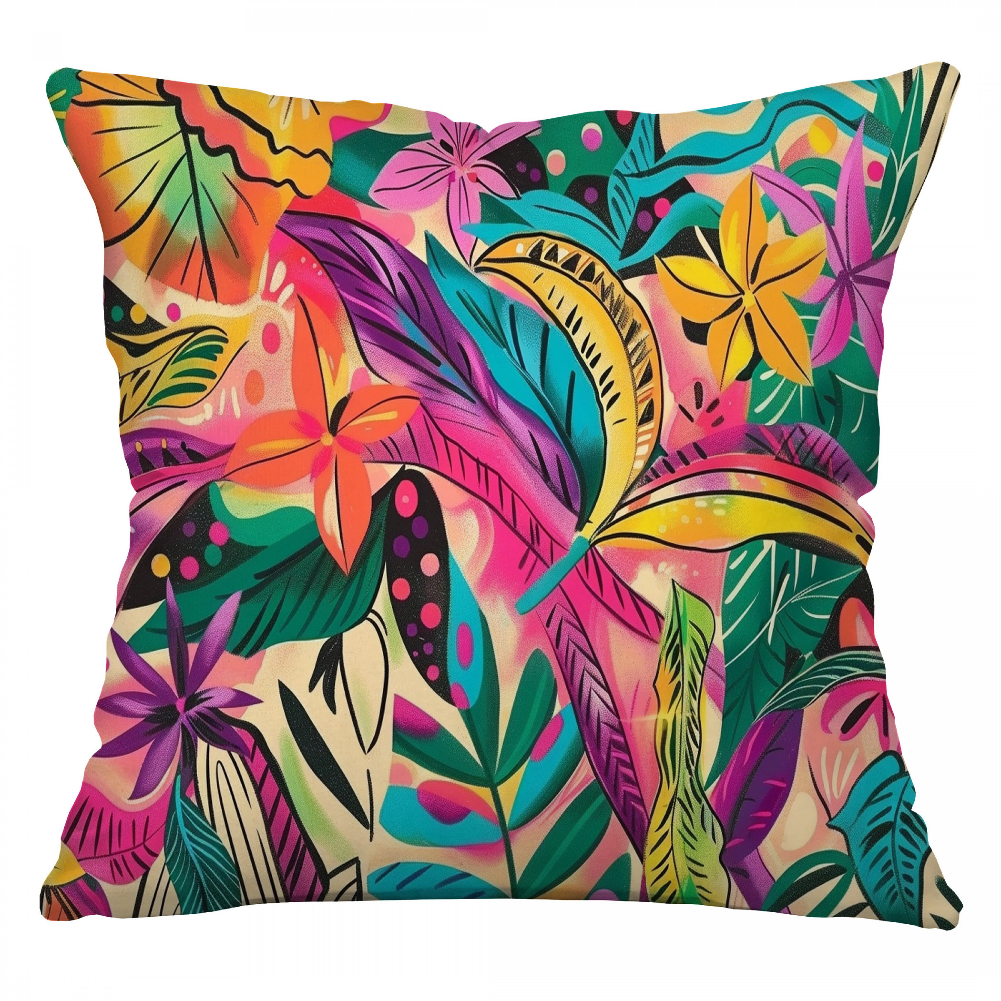 VisionDecor Tropical Leaves Throw Pillow, Nature Cotton Twill Pillows ...
