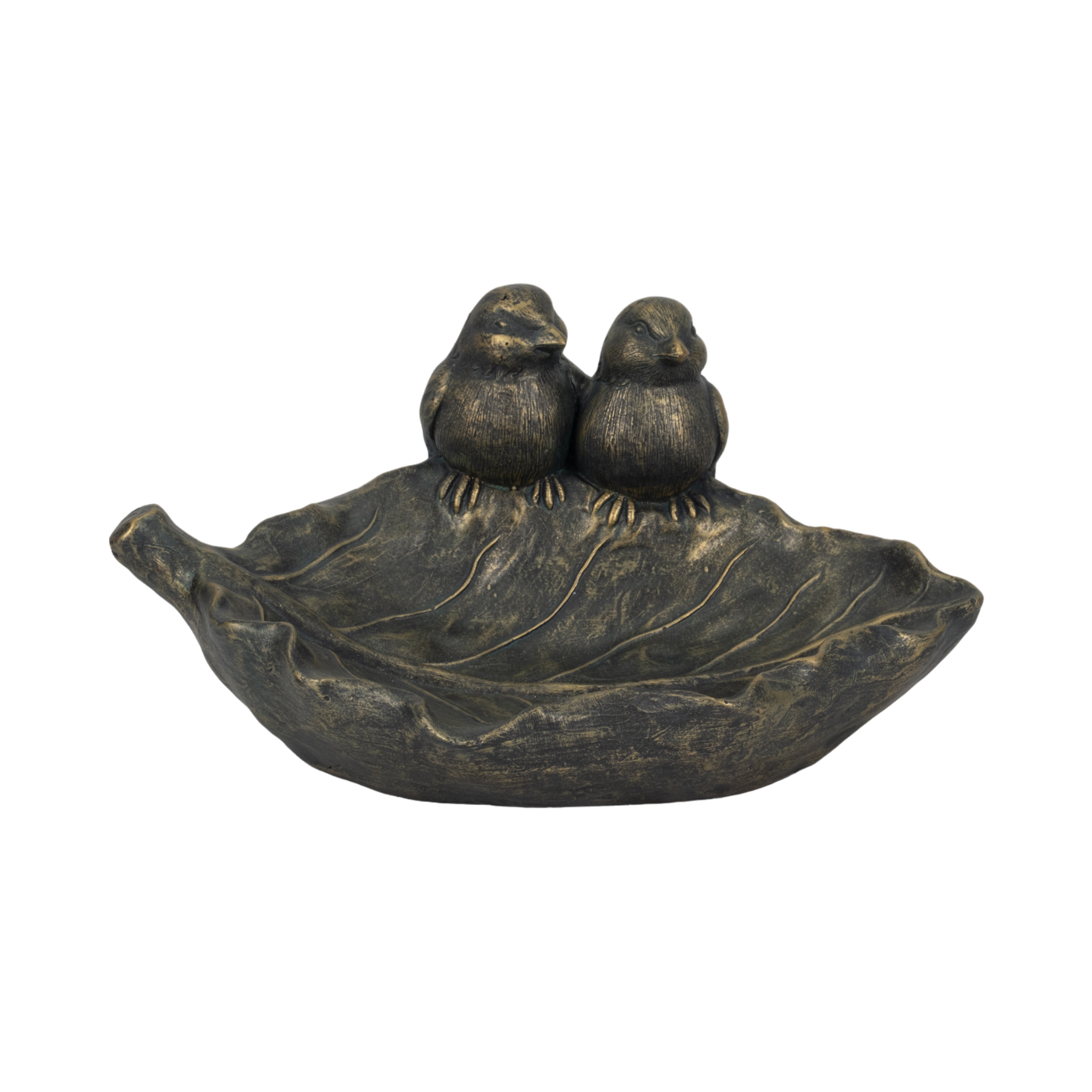 August Grove® 14" Polyresin 2-Birds Perched On Leaf Birdfeeder | Wayfair