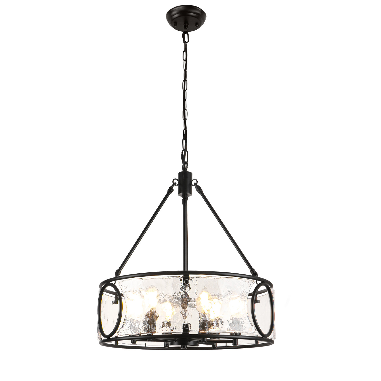 Gracie Oaks Jairdan 6-Light Large Glass Dining Room Farmhouse Drum ...