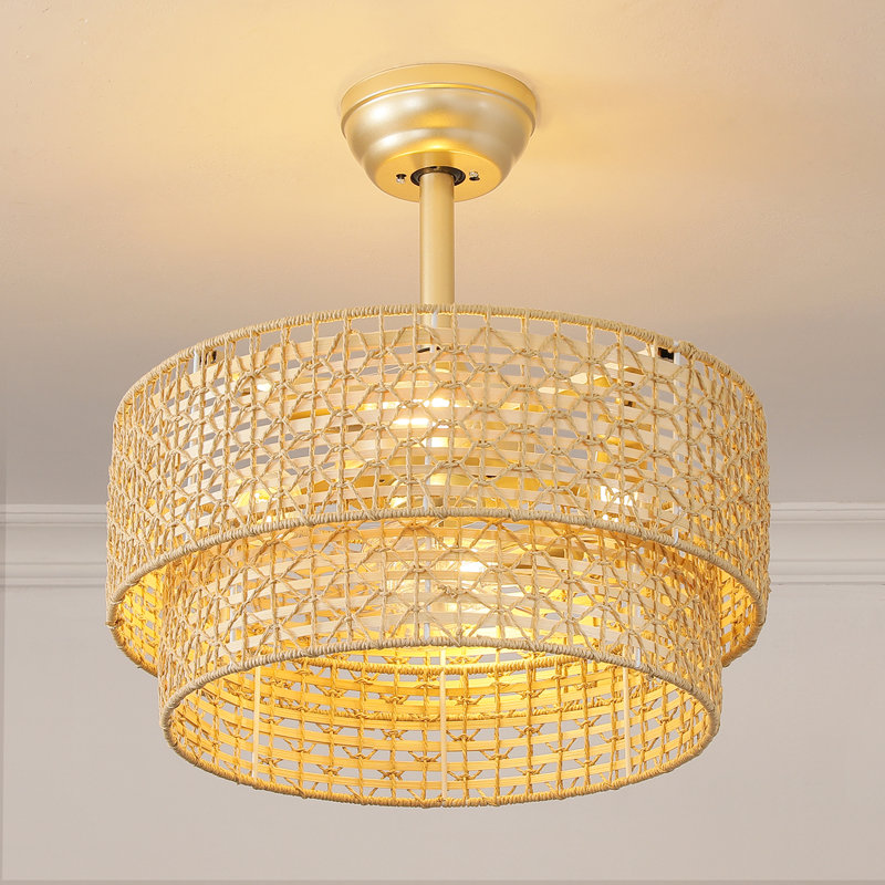 Bay Isle Home™ Bocangria 19'' Boho Rattan Caged Ceiling Fan With Light ...