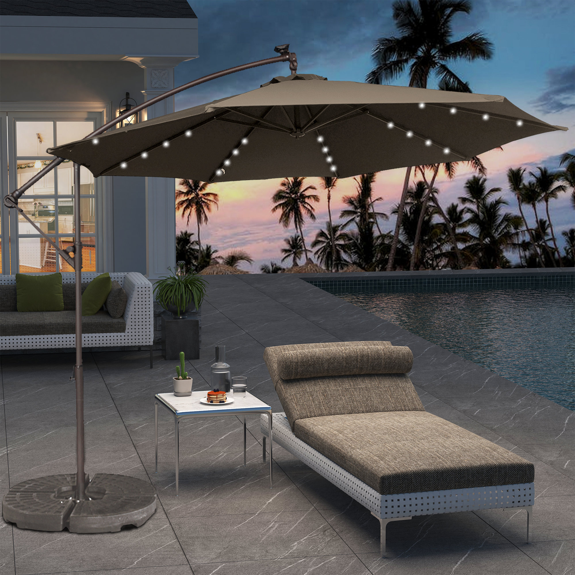 Hokku Designs Direen 10' Lighted Cantilever Umbrella & Reviews ...
