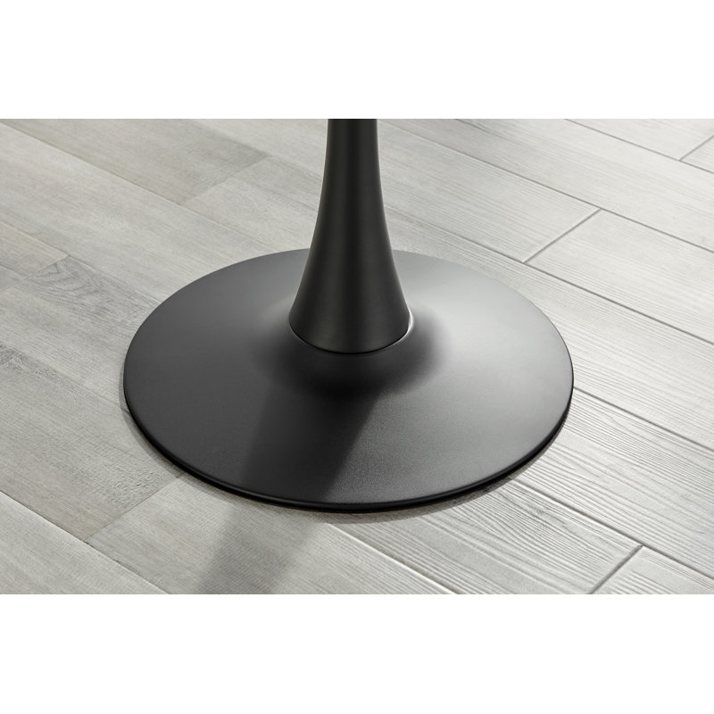 East Urban Home Elina White Marble Effect Melamine Round 80cm Dining ...