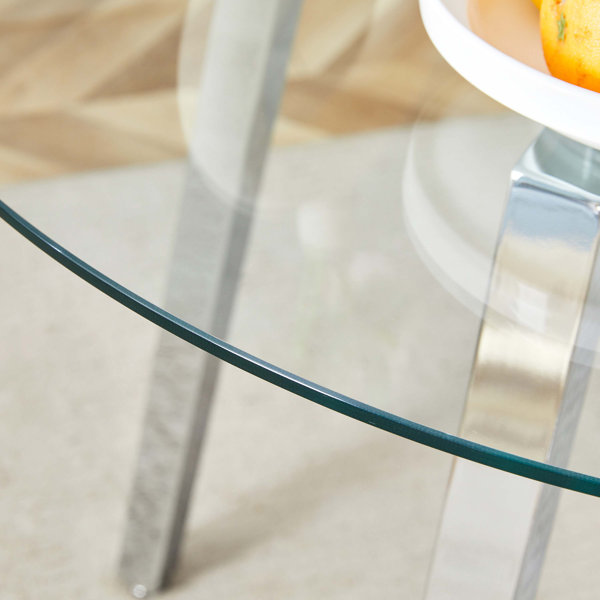 Wrought Studio™ Modern Luxurious Round Tempered Glass Dining Table with ...
