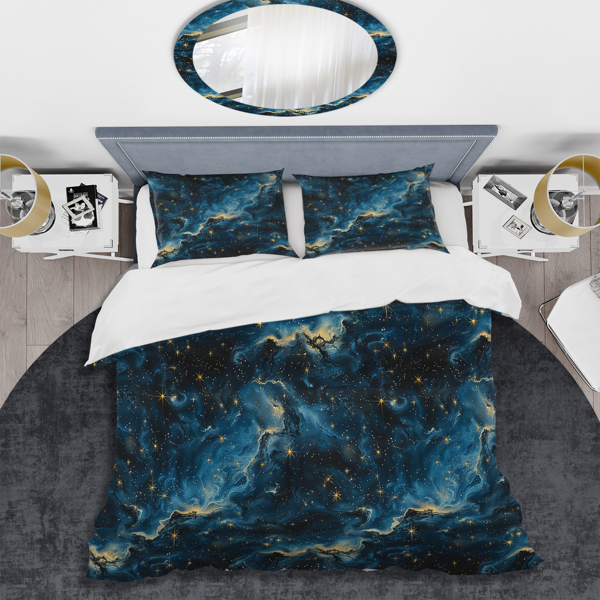 Design Art Blue Gold Space III - Marble Duvet Cover Set | Wayfair