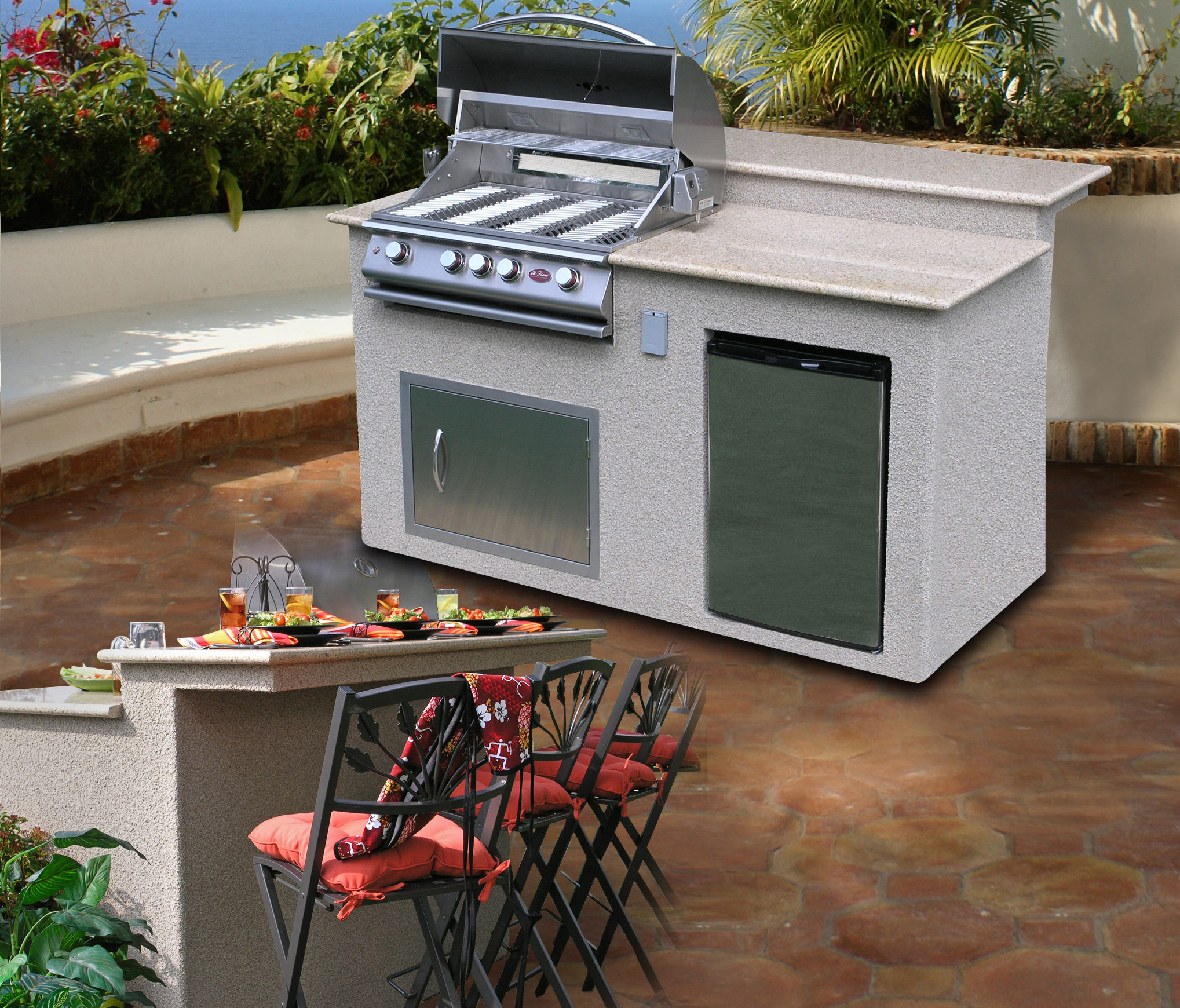 Cal Flame 2 -Piece 4-Burner Liquid Propane BBQ Grill Islands | Wayfair