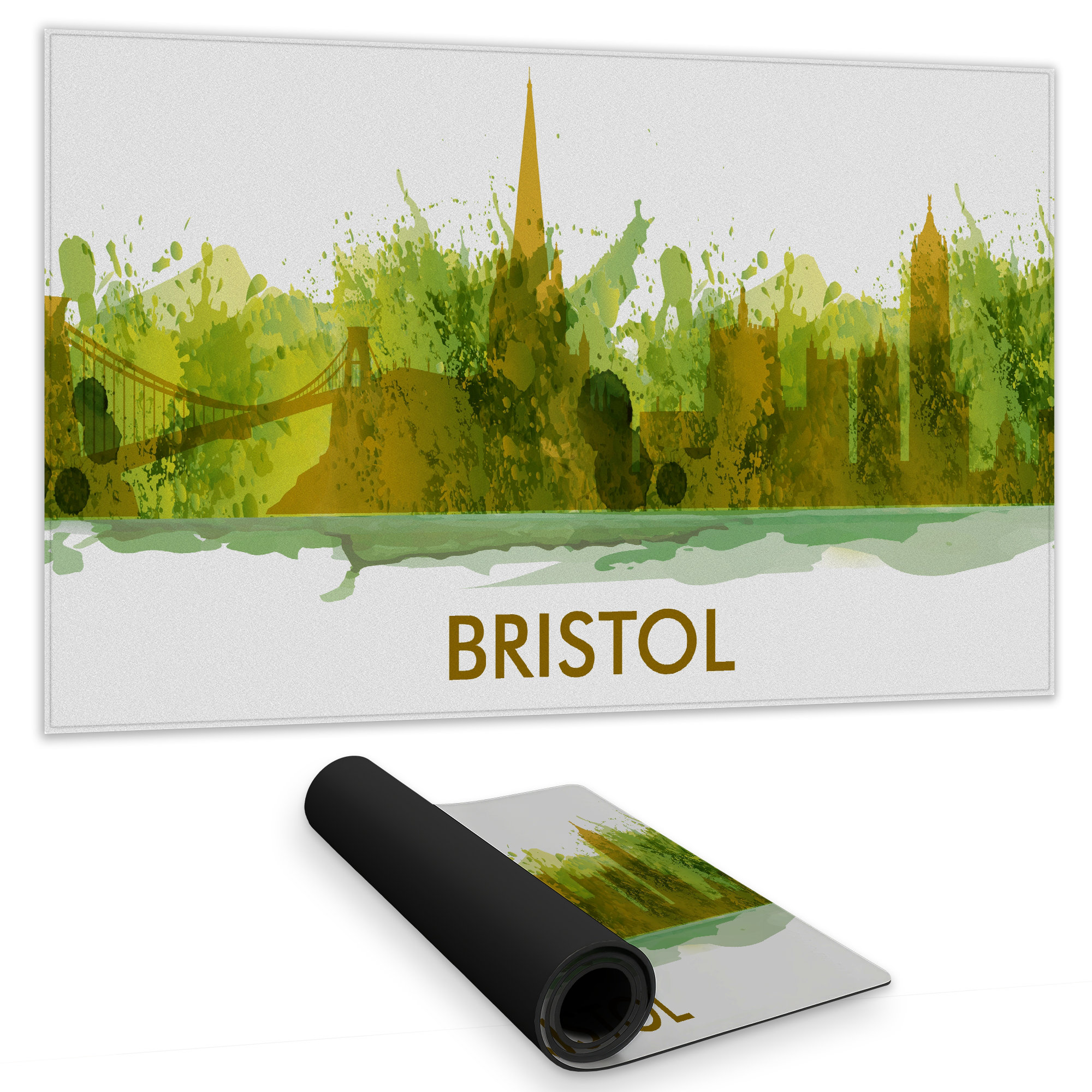 Winston Porter Paint Splash Silhouette of Bristol - Retro Gaming Mat ...