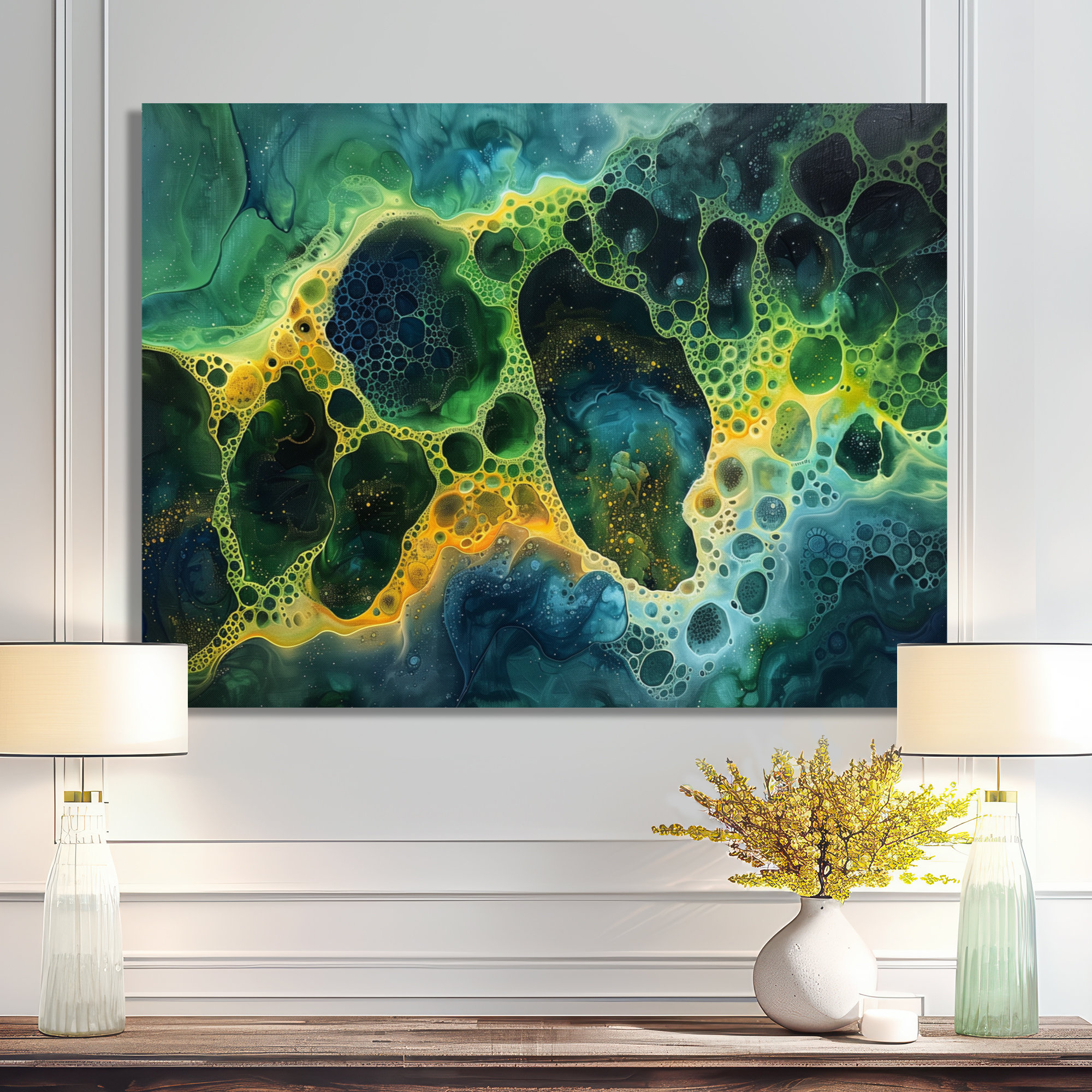 Wrought Studio™ Yellow Green Cosmic Nurturing Liquid Art I - Abstract ...