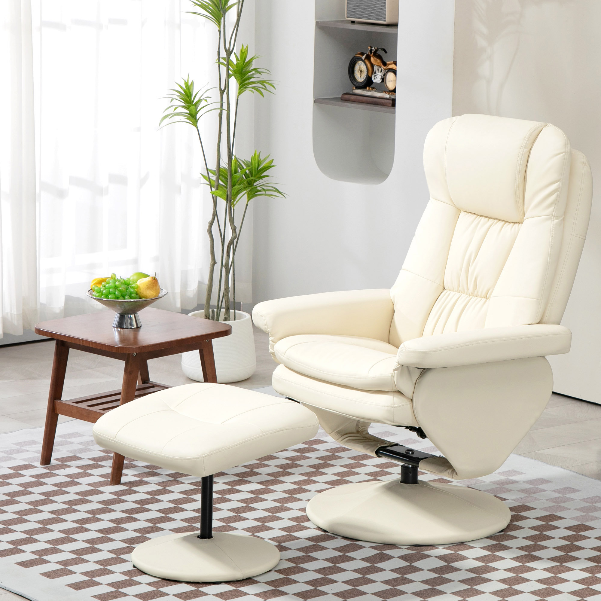 Latitude Run® Swivel Recliner With Ottoman, PU Leather Reclining Chair ...