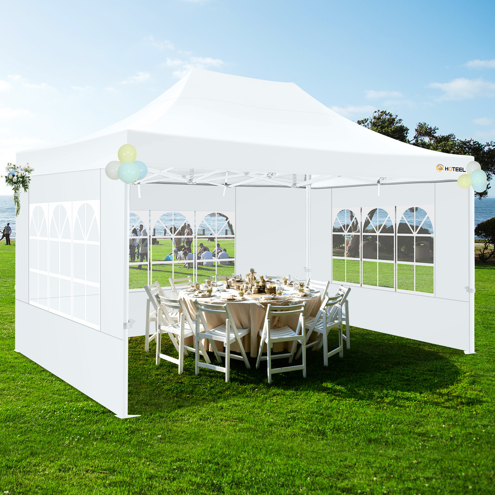 SANOPY 10x15 Pop Up Canopy Tent Heavy Duty with 4 Sidewalls, Waterproof Party Tent, Easy Set-up ...