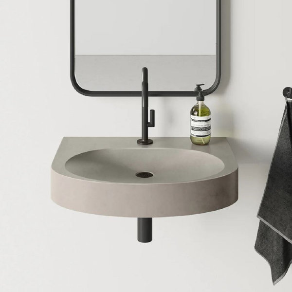 Trueform Concrete Évier ovale mural moderne 24 po Trueform Ellipsa ...