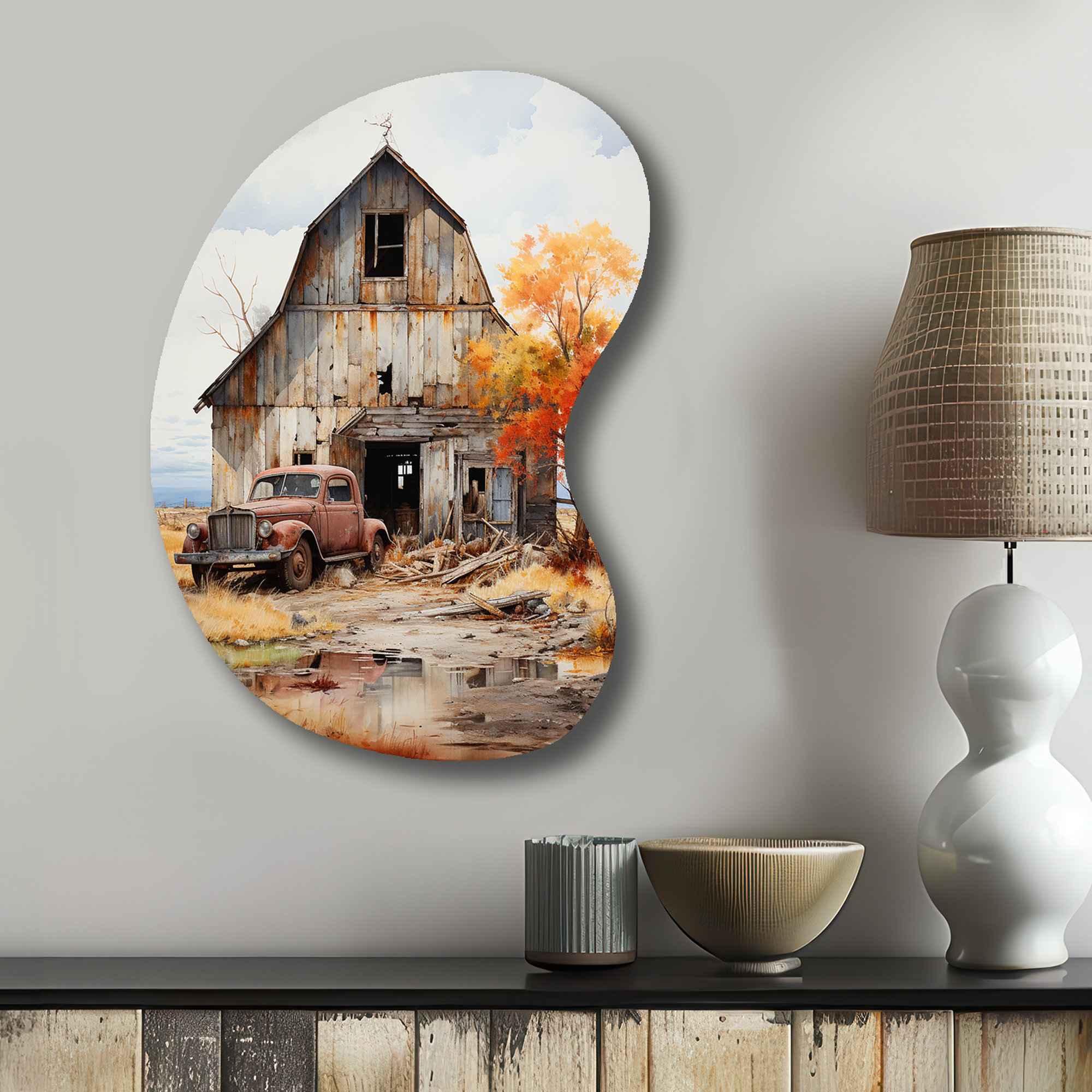 Design Art Barns Rustic Charm IX - Barns Unique Shape Metal Wall Art ...