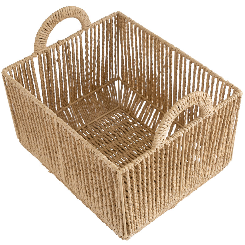 Bay Isle Home™ Vertical Weave Storage Basket with Round Handles | Wayfair