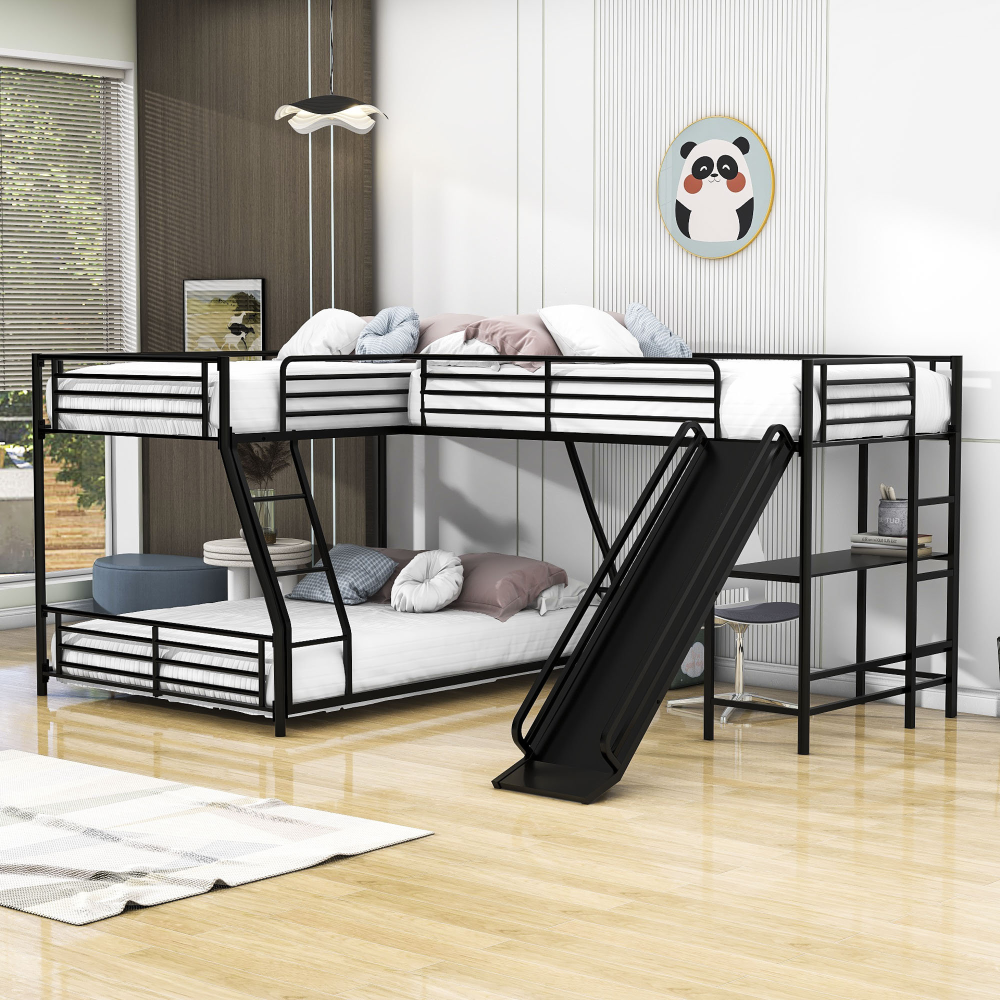 Isabelle & Max™ Kerish Twin Over Full & Twin Metal L-Shaped Bunk Beds ...