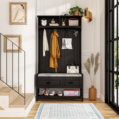 Red Barrel Studio® Modern Hall Tree with Bench and Shoe Storage ...