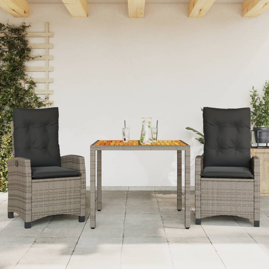 Latitude Run® Patio Dining Set With Cushions Gray Poly Rattan | Wayfair