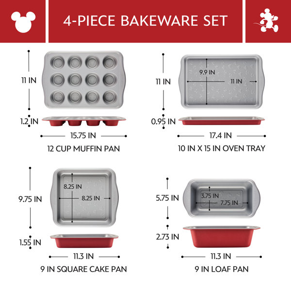 Farberware Disney Bake With Mickey Mouse Nonstick Bakeware Set / Baking ...