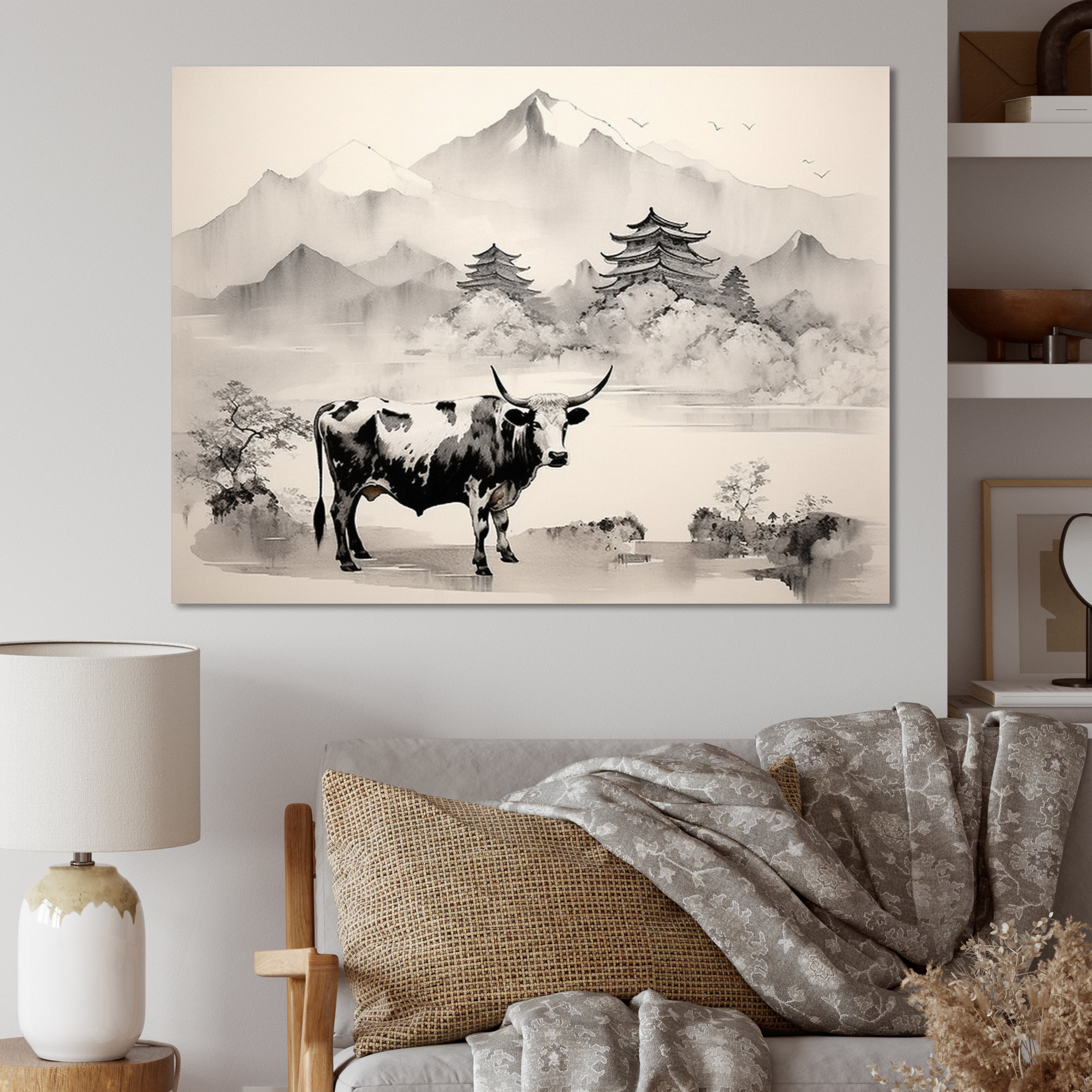 August Grove® Asian Art Cow Sumi I " Asian Art Cow Sumi I " | Wayfair