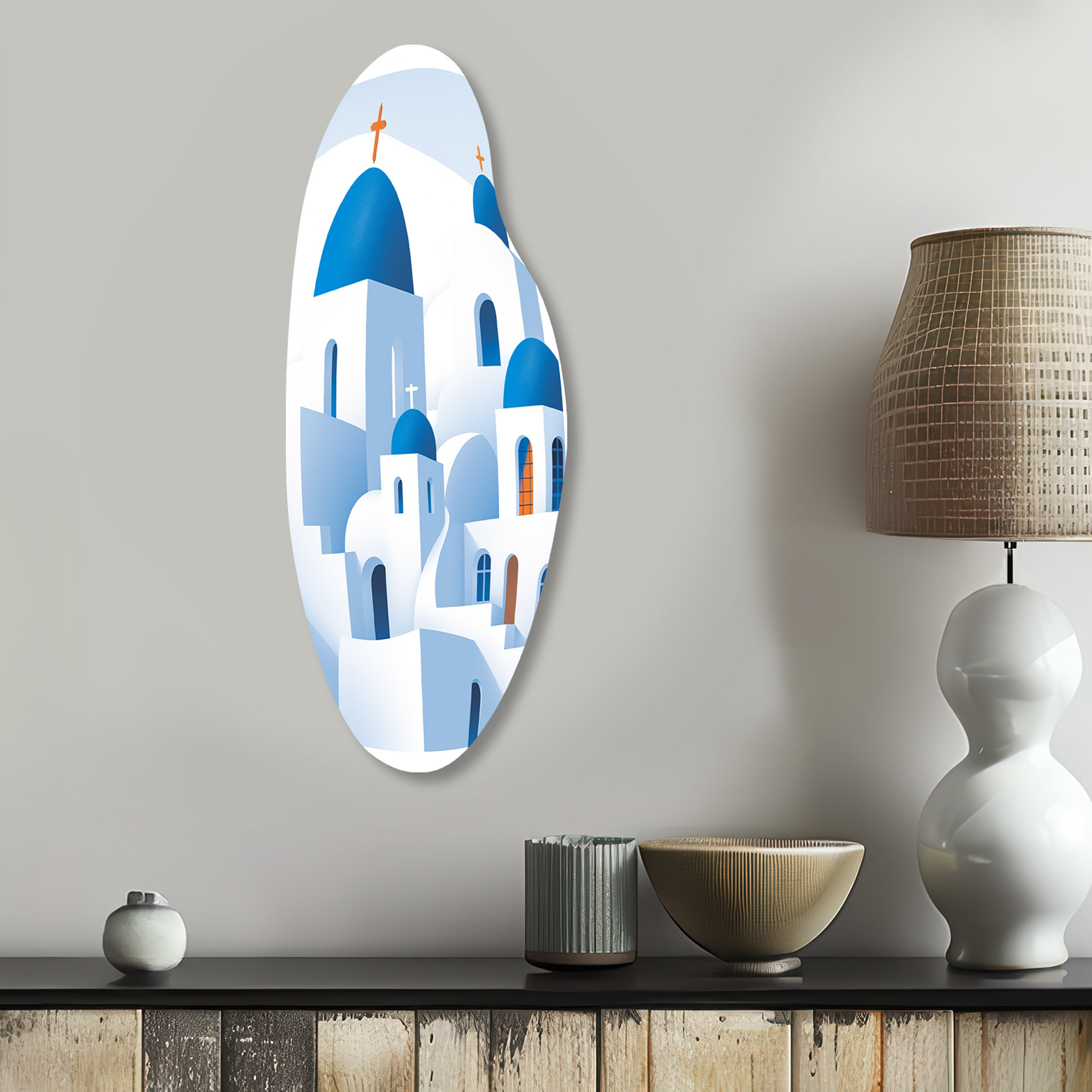 Design Art Greek Santorini Odyssey IV - Greece Curved Shape Asymmetric ...