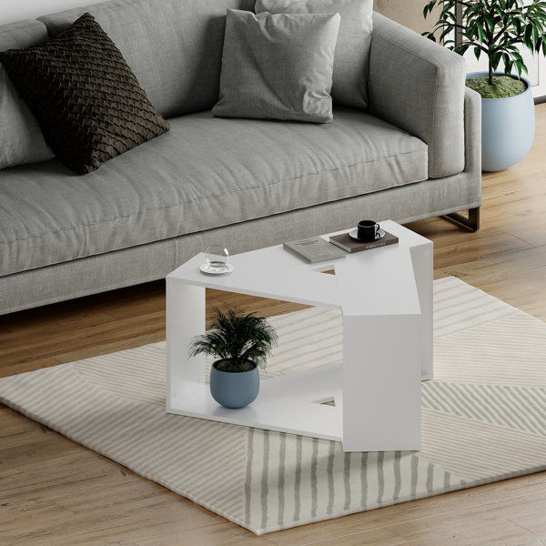 Metro Lane Trio Floor Shelf Coffee Table with Unique Triangular Prism ...