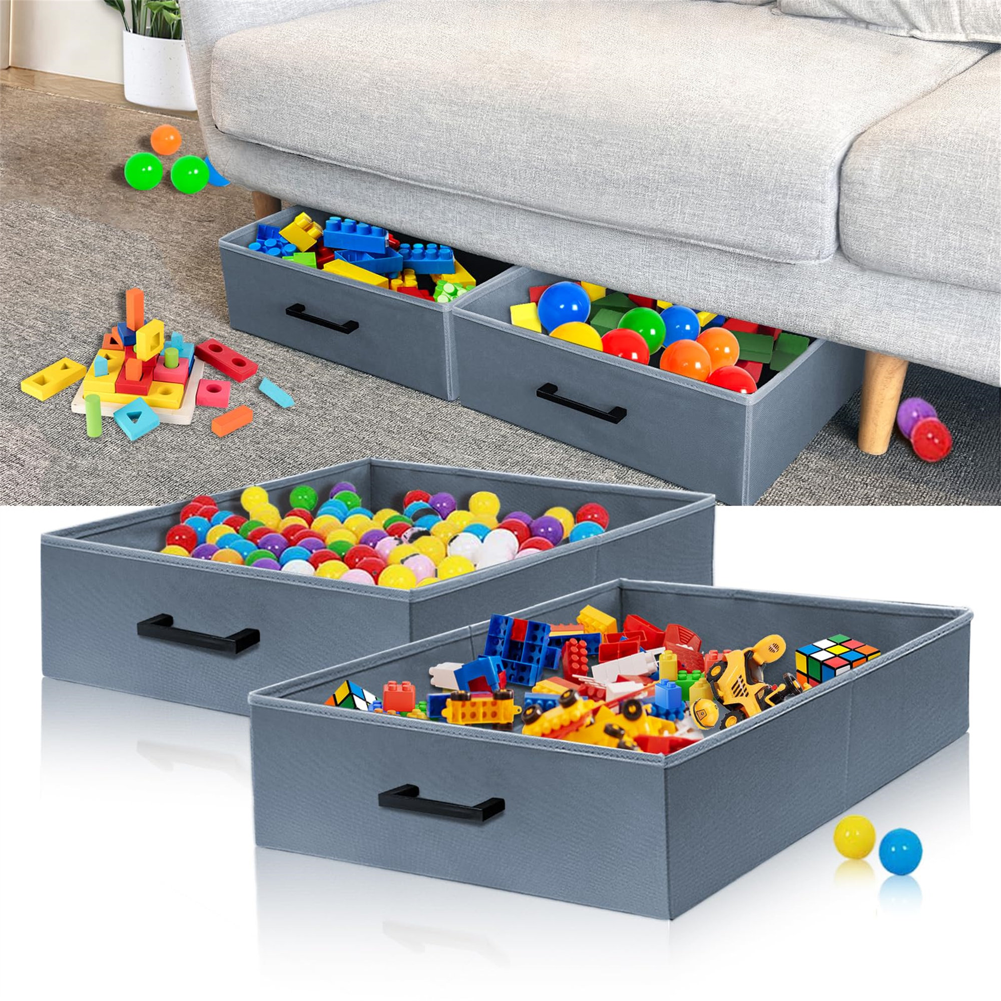 Rebrilliant 2 Pack Under Sofa Storage Box, Foldable Storage Box | Wayfair