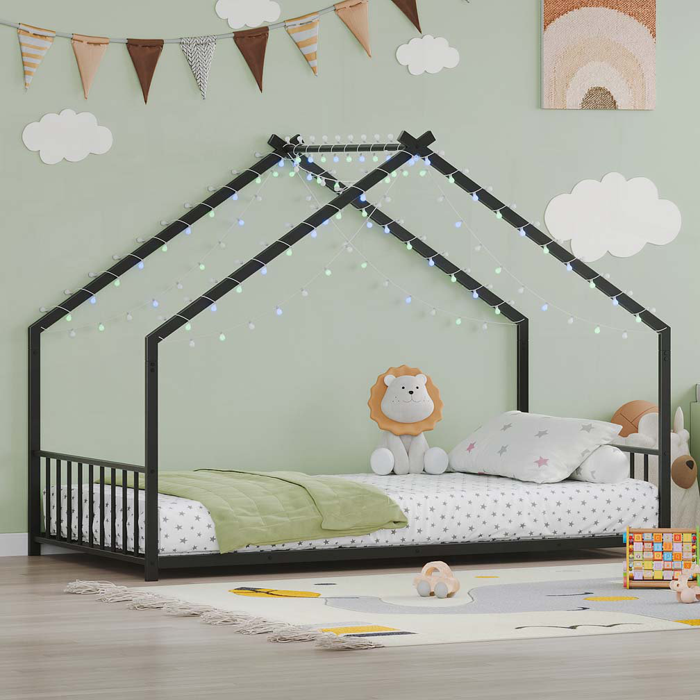 August Grove® Iron Bed Frame with v,Slats and Legs | Wayfair