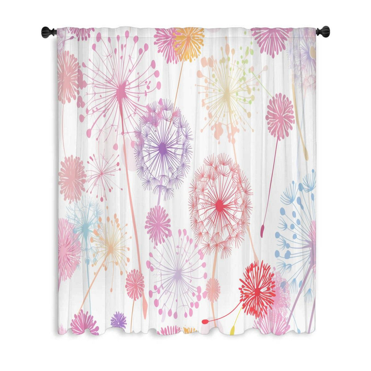 VisionDecor Dandelions Window Curtains, Floral Blockout & Sheer ...