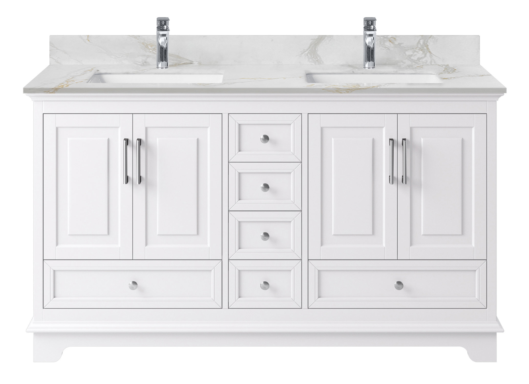 Lark Manor™ Cledith 60 Inch Bath Vanity in Quartz Top with Faucet Hole ...