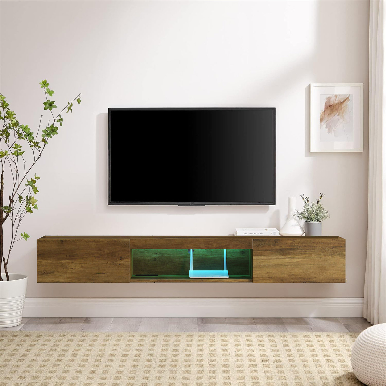 Wrought Studio™ Floating TV Stand - Wall Mounted Entertainment Shelf ...