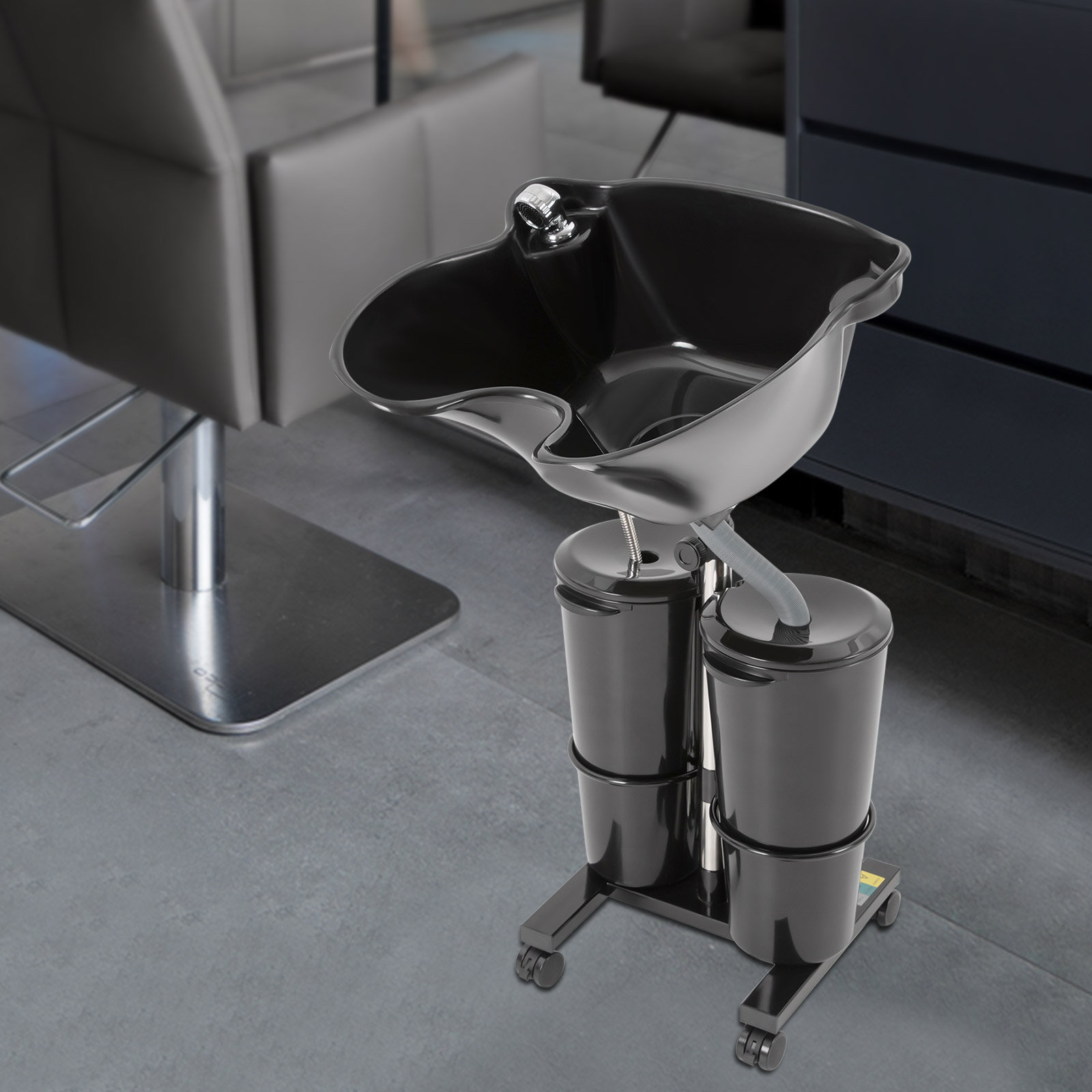 JOYDING 14.76'' L x 19.09'' W Black Free Standing Shampoo Sinks ...