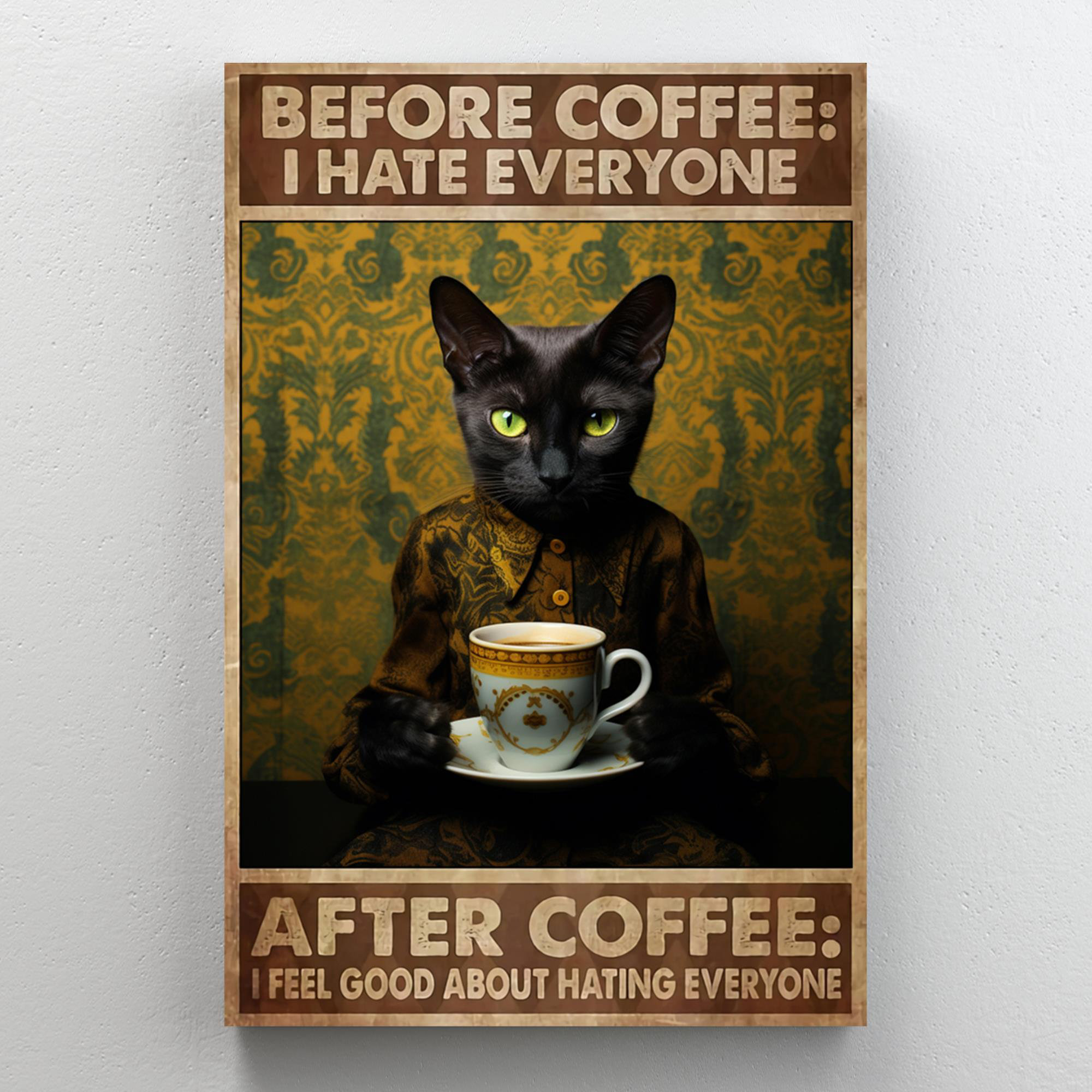 Trinx Black Cat Before Coffee 1 - 1 Piece Rectangle Grap Black Cat ...