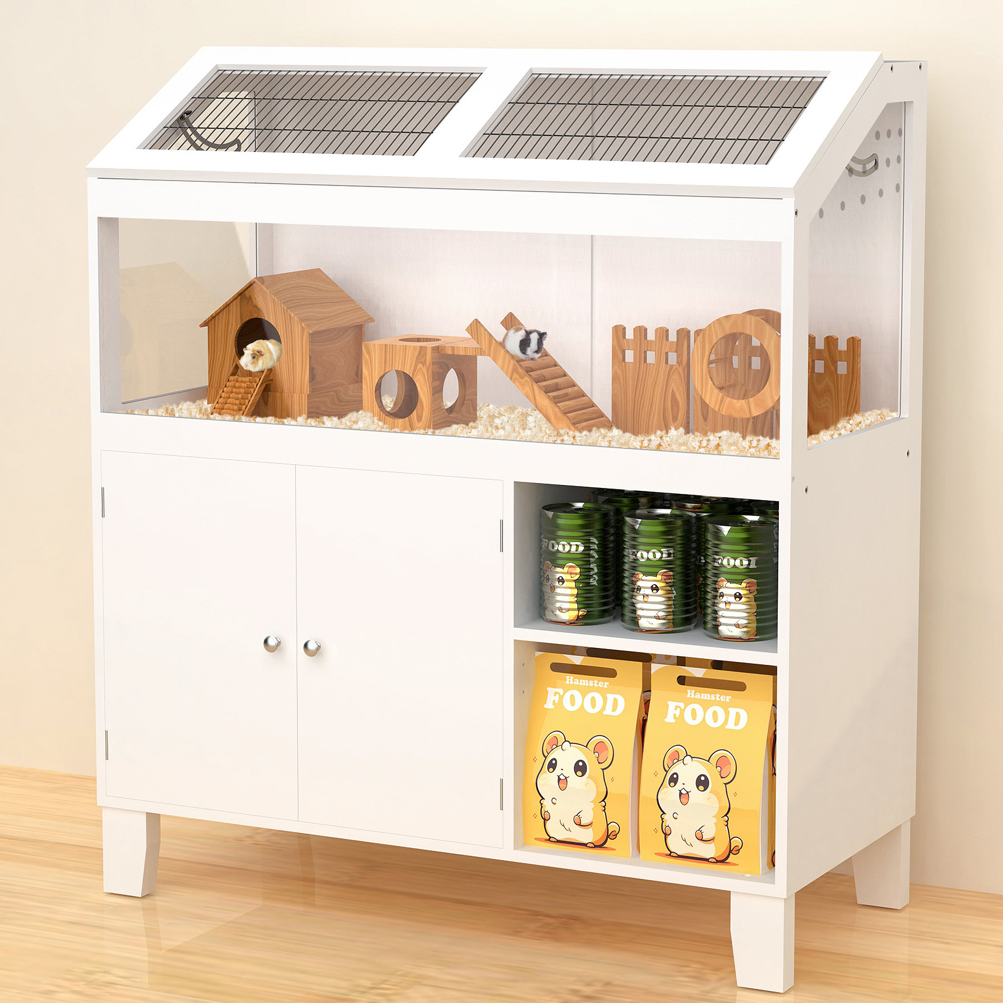 Archie & Oscar™ Large Hamster Cages with Storage Cabinet, Natural Solid ...