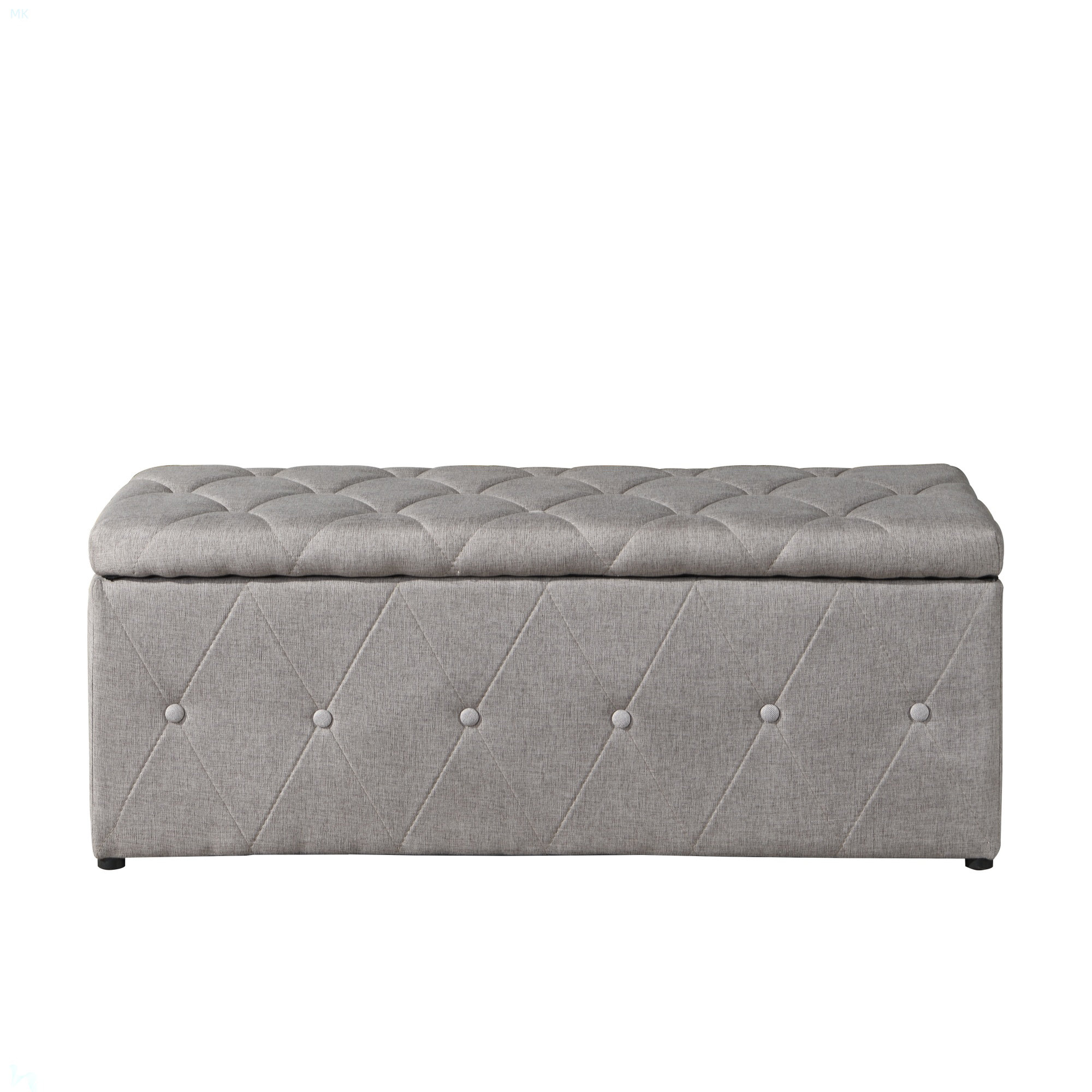 Winston Porter 1 Piece Rectangular Storage Ottoman Fabric Linen With 2 ...