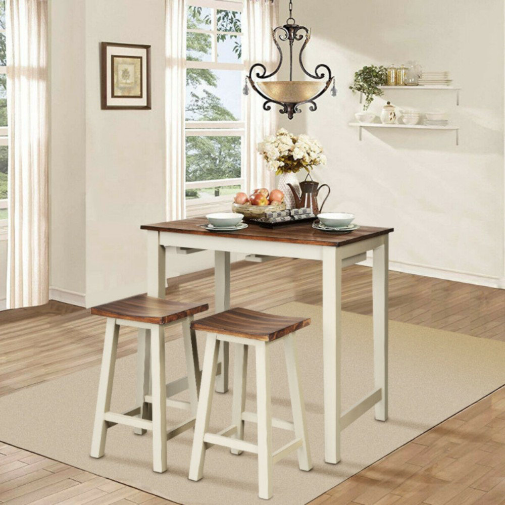 Latitude Run® Counter Height Pub Table with 2 Saddle Bar Stools ...