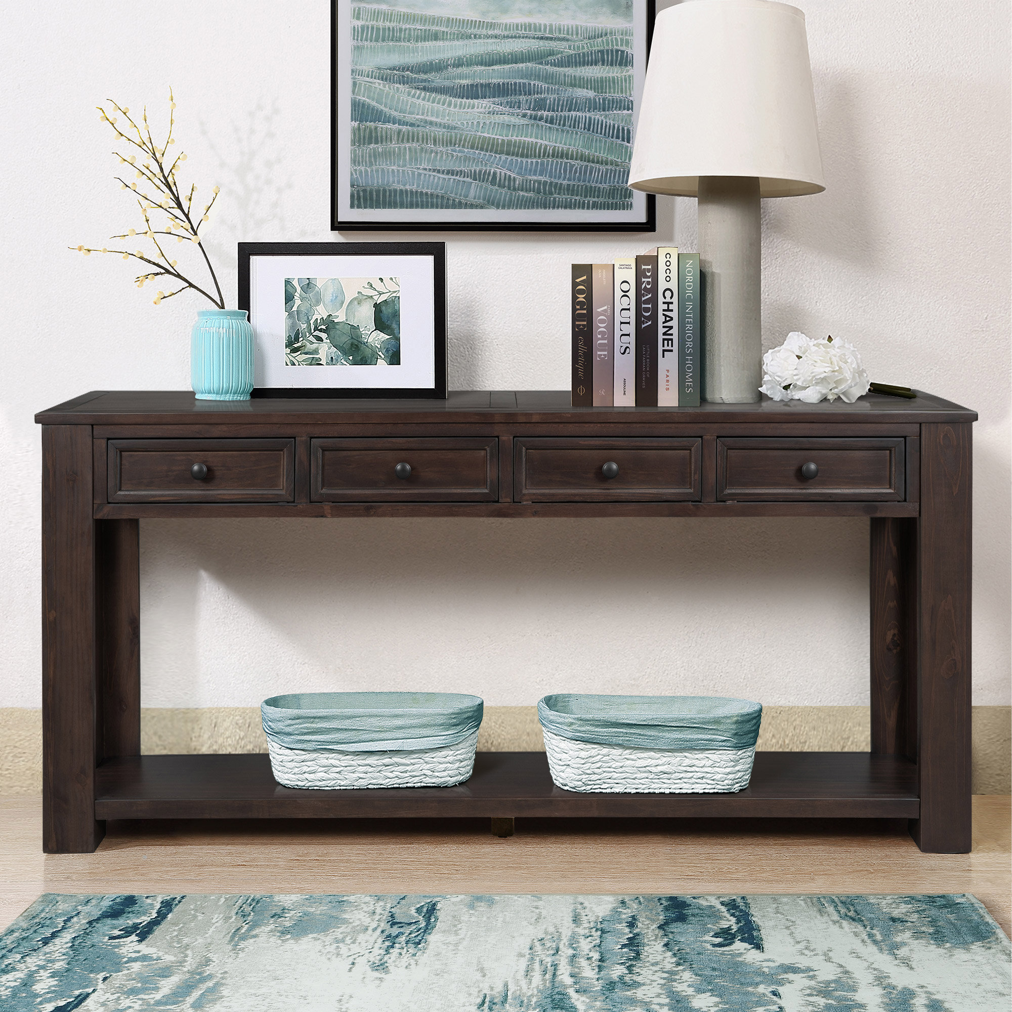 Winston Porter Desinae Console Table Console Table/Sofa Table with Storage Drawers and Bottom ...