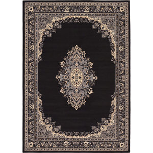World Menagerie Balthrop Oriental Black Area Rug & Reviews | Wayfair