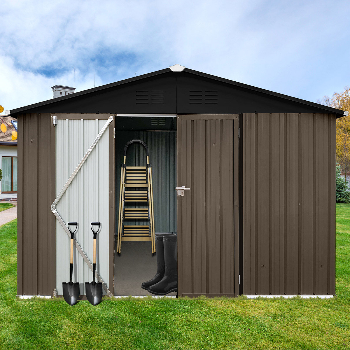 GZMWON Metal Garden Sheds 10Ftx12ft Outdoor Storage Sheds - Wayfair Canada