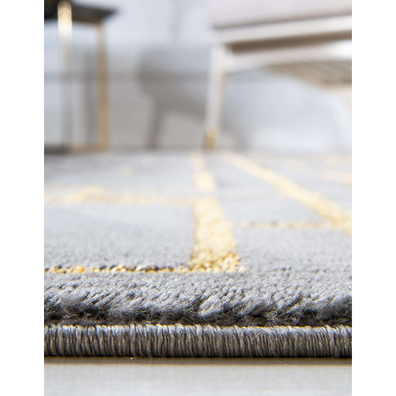 MarilynMonroe Glam Geometric Gray/Gold Area Rug & Reviews | Wayfair