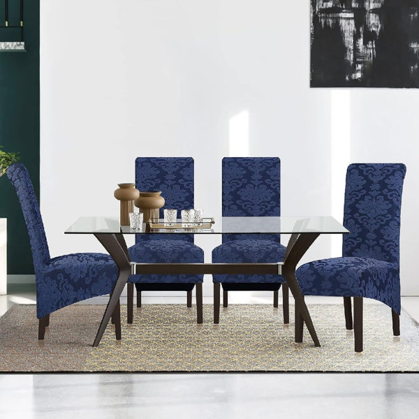 Astoria Grand 4 Pack High Back Dining Chair Covers Stretch Knitted ...